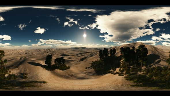 VR 360 Degree Aerial Panorama of Palms in Desert, Motion Graphics ...