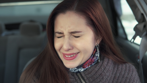 Woman Crying in the Car, Stock Footage | VideoHive