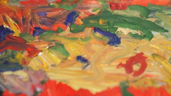 Abstract Painting with Paints. Brush Strokes. Brush Strokes, Stock Footage