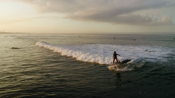 Surfing: Surfer Woman Riding on the Blue Waves, Stock Footage | VideoHive