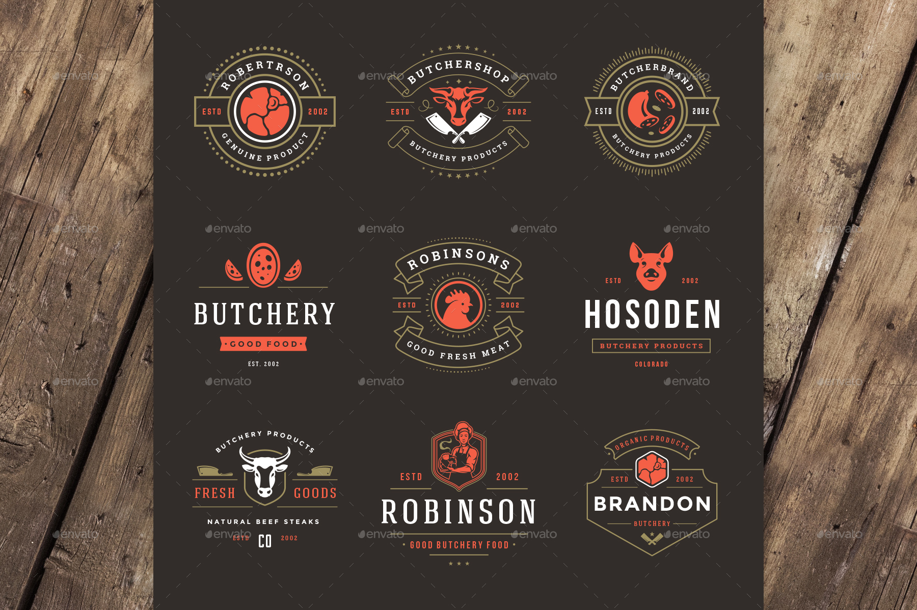 18 Meat Food Logos and Badges, Web Elements | GraphicRiver