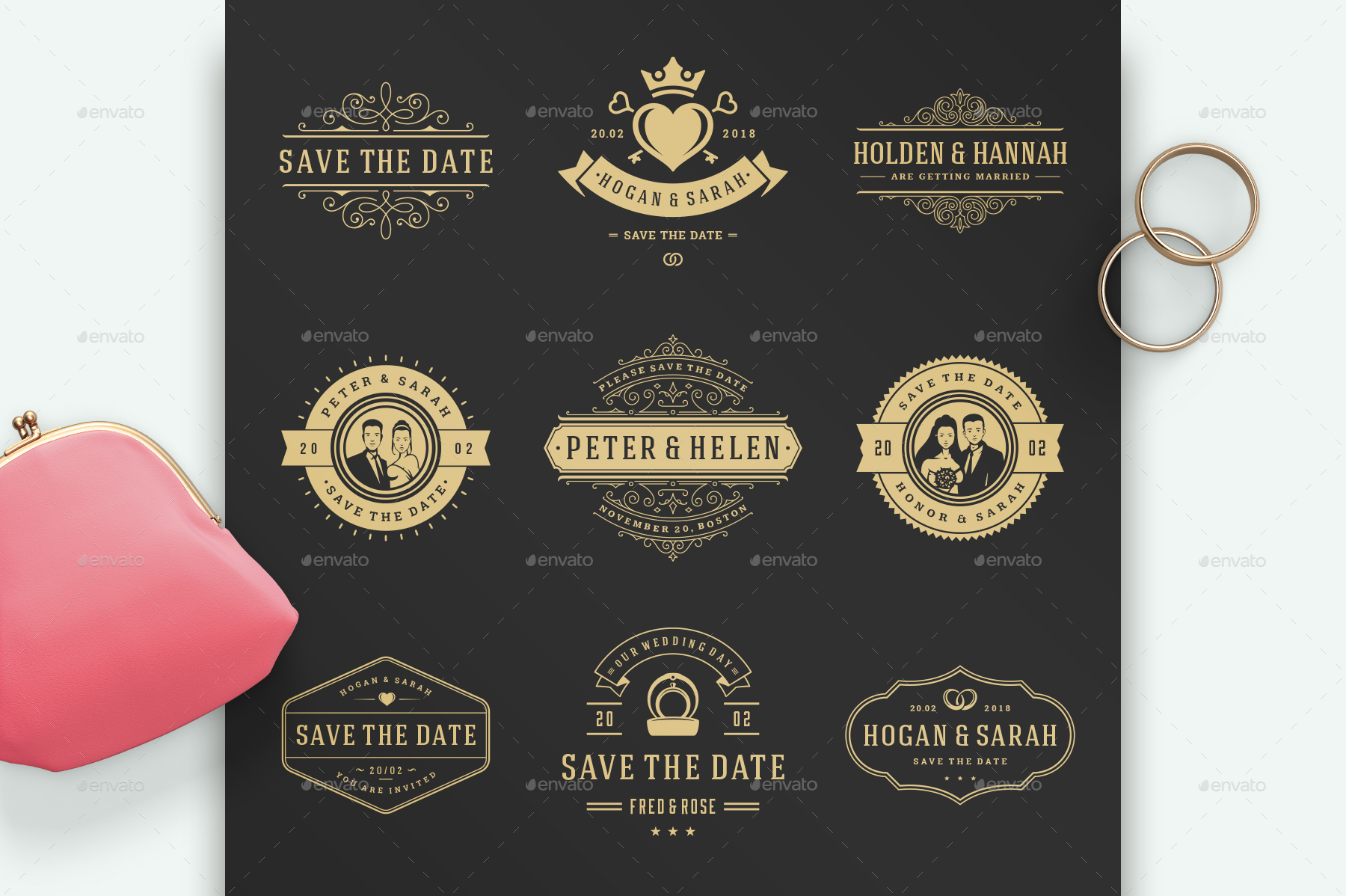 18 Wedding Logos and Badges, Web Elements | GraphicRiver