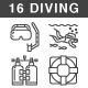 Scuba Diving Line Icons, Icons | GraphicRiver