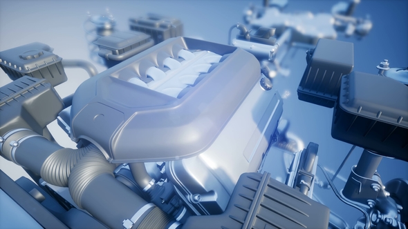 Detailed Car Engine and Other Parts, Motion Graphics | VideoHive