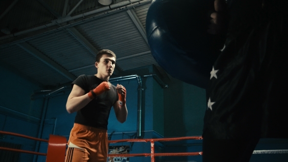 Man Training Box with Coach, Stock Footage | VideoHive
