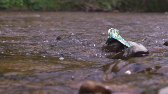River Garbage Pollution Water Stream Environmental Pollution, Stock Footage
