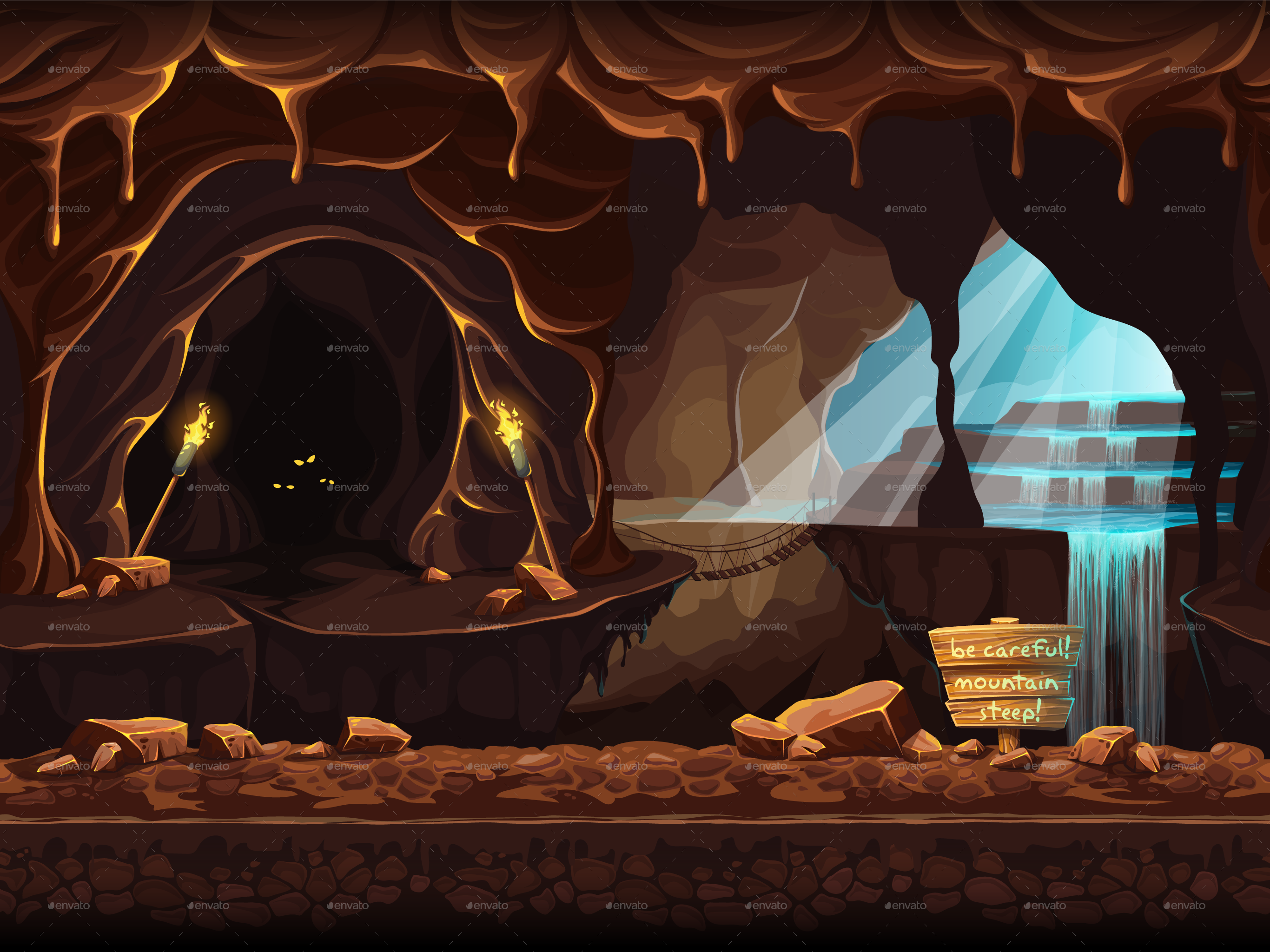 Horizontal Seamless Underground Cave, Game Assets | GraphicRiver