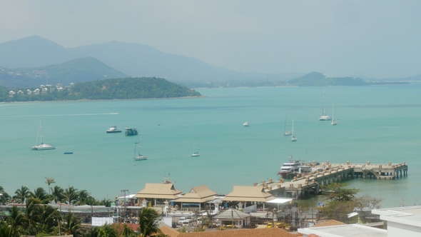 Panoramic View Jetski Riding on Sea Water on Background Cruise Ship and ...