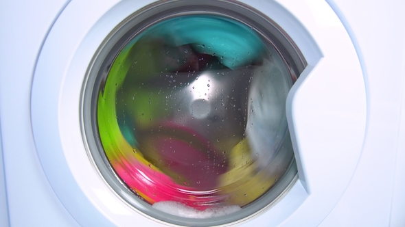 Washing Machine Washes Colored Clothing and Sheets, Stock Footage ...
