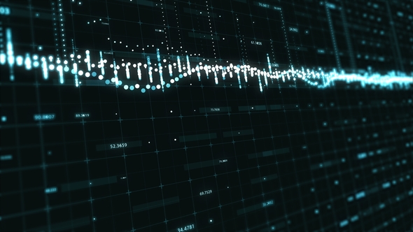 Abstract Background with Floating Graph Flowing Counters of Numbers and ...
