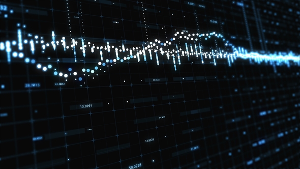 Abstract Background with Floating Graph Flowing Counters of Numbers and ...