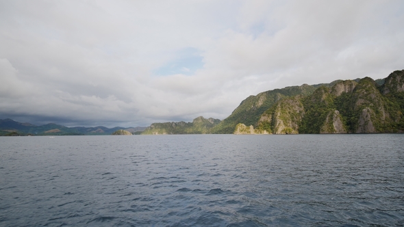 Evening Ocean View From the Floating Ferry., Stock Footage | VideoHive