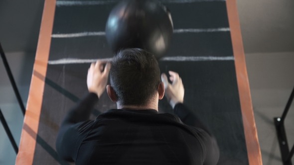 Athlete Training with Heavy Weight Ball, Stock Footage | VideoHive