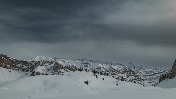 Snowy Mountains and Cloudy Weather, Stock Footage | VideoHive