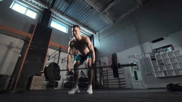 Athlete Throwing Heavy Barbell, Stock Footage | VideoHive
