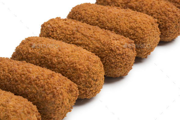 Row of deep fried Dutch kroketten Stock Photo by picturepartners ...