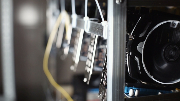 Cryptocurrency Mining Rack with Graphics Cards, Stock Footage | VideoHive