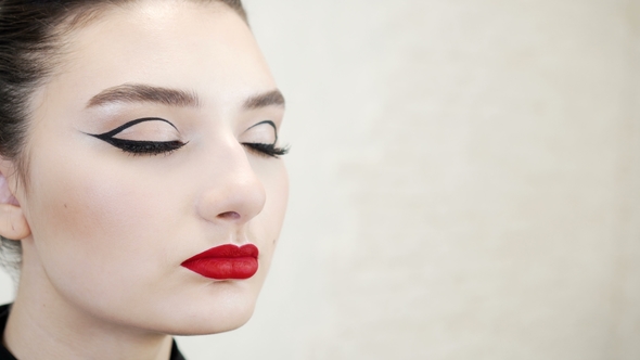 of an Attractive Beauty Girl Doing Full Make-up, Stock Footage | VideoHive