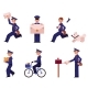 Vector Cartoon Postman Mailman Character Set, Vectors | GraphicRiver
