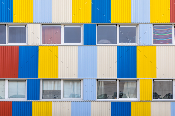 Windows of Student housing in shipping containers Stock Photo by ...