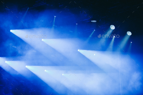Blue stage lights at a rock concert Stock Photo by salajean | PhotoDune