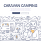 Caravan Camping Doodle Concept, Vectors | GraphicRiver