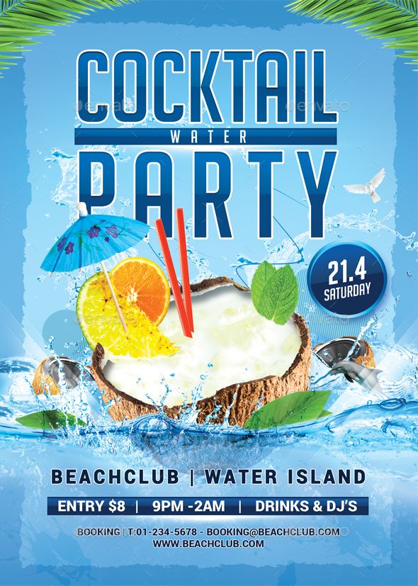 Cocktail Water Party, Print Templates | GraphicRiver