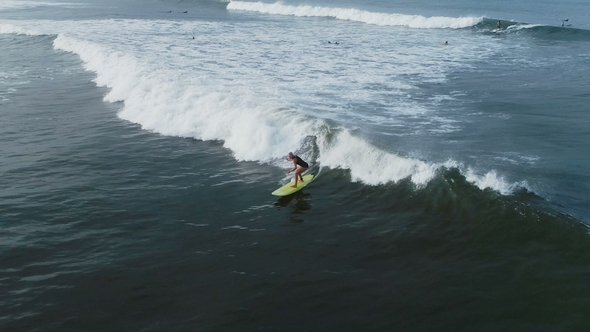 Surfer Woman Riding on the Blue Waves, Stock Footage | VideoHive