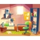 Vector Small Room, Cartoon Bedroom with Furniture, Vectors | GraphicRiver