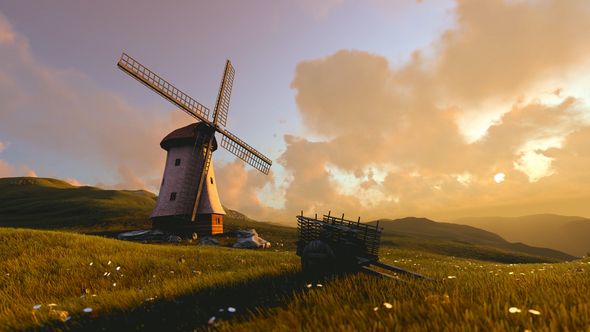 Windmill On A Meadow, Motion Graphics | VideoHive