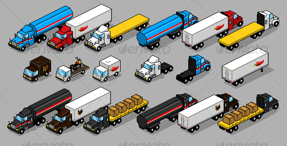 Pixel Art Truck Pack by dxc | GraphicRiver