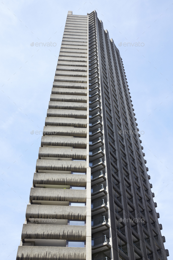 LONDON - MAY, 2017: Modern high rise tower block against blue sky, City ...