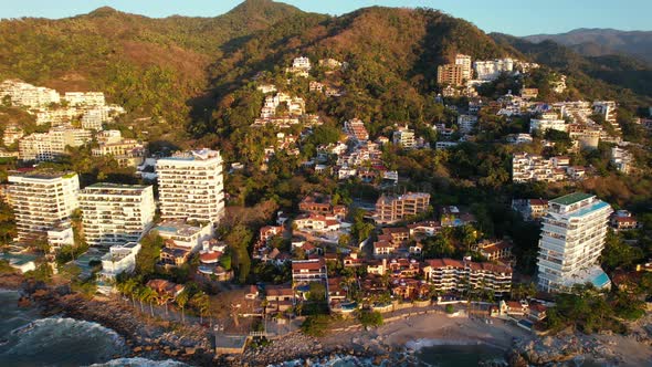 Hotels on mountain coastline in Playa Amapas, Puerto Vallarta Mexico at ...