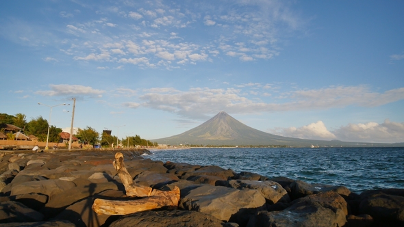Mount Mayon Volcano in the Province of Bicol, Philippines., Stock Footage