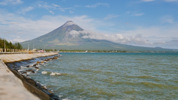Mount Mayon Volcano in the Province of Bicol, Philippines., Stock Footage