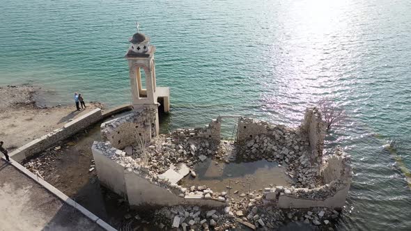 Orbit Shot Of Unique Saint Nicholas Church Ruins, Alassa, Limassol City ...