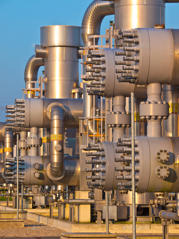 Detail of a modern natural gas processing plant Stock Photo by ...