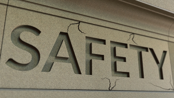 Cracking SAFETY Word on the Stone Facade, Motion Graphics | VideoHive