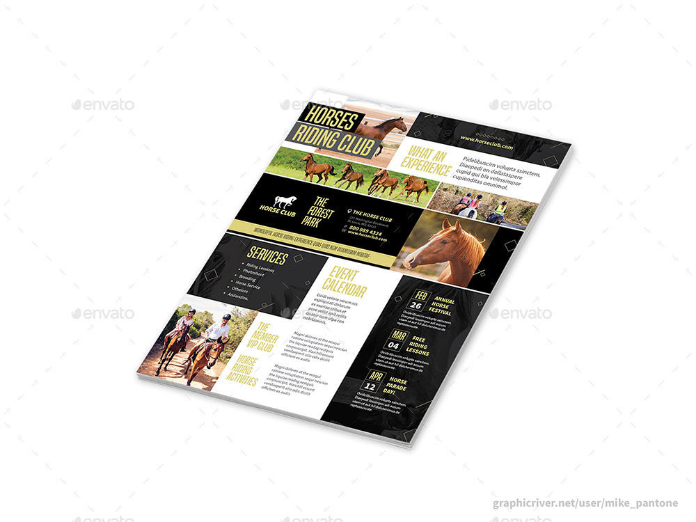 Horse Club Flyers – 4 Options, Print Templates | GraphicRiver
