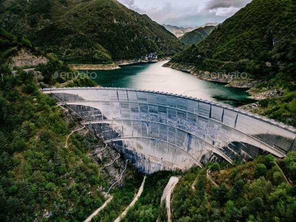 Valvestino Dam in Italy. Hydroelectric power plant. Stock Photo by nblxer