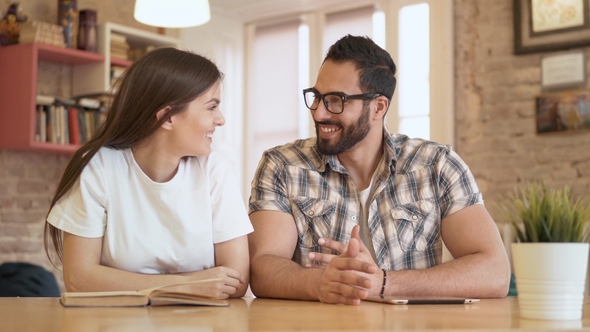 Couple Smile While Talking, Stock Footage | VideoHive