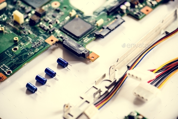 Motherboard resistors and wireisolated on the table Stock Photo by Rawpixel