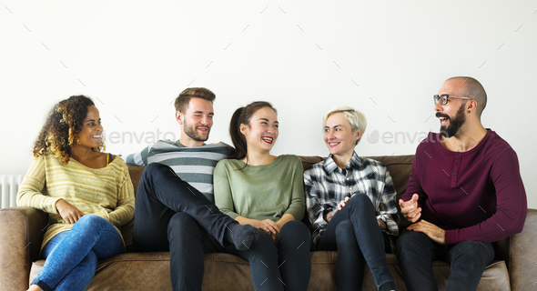People sitting on couch together Stock Photo by Rawpixel | PhotoDune