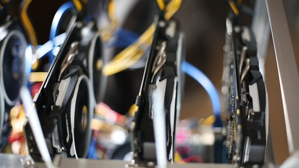 Cryptocurrency Mining Rack with Graphics Cards, Stock Footage | VideoHive