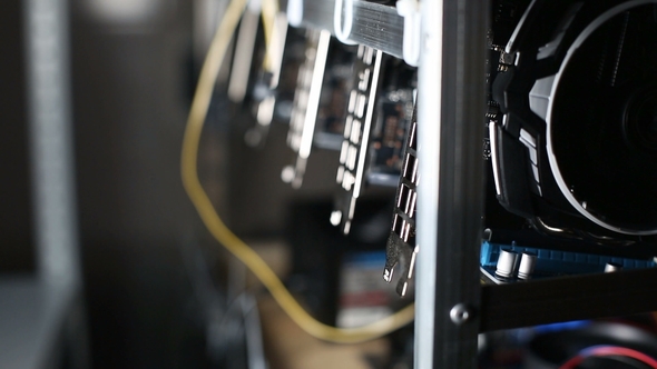 Cryptocurrency Mining Rack with Graphics Cards, Stock Footage | VideoHive