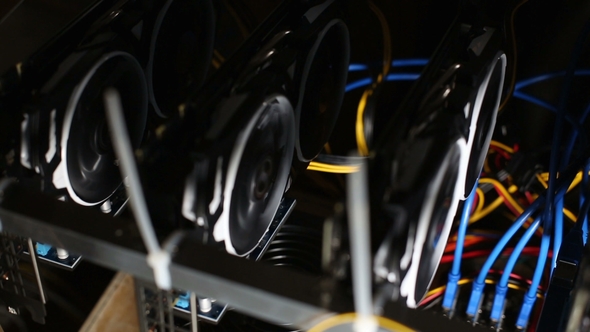 Cryptocurrency Mining Rack with Graphics Cards, Stock Footage | VideoHive