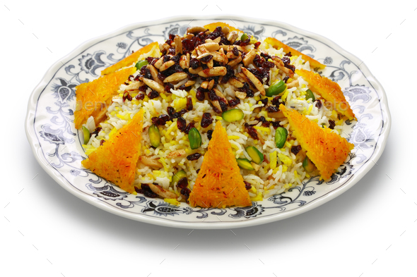 zereshk polo, barberry rice, iranian persian cuisine Stock Photo by ...