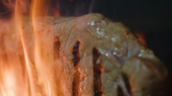 Blur Meat Steak Cooking on Fire Grill, Stock Footage | VideoHive
