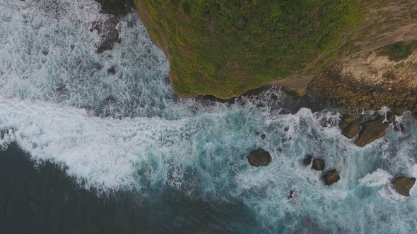 Rocks and Blue Ocean Waves in Bali, Stock Footage | VideoHive