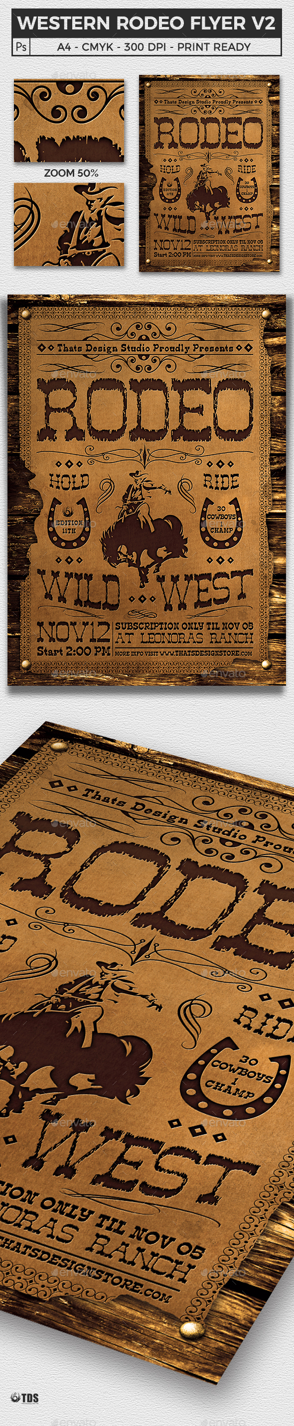 Western Rodeo Flyer Template V2 by lou606 | GraphicRiver
